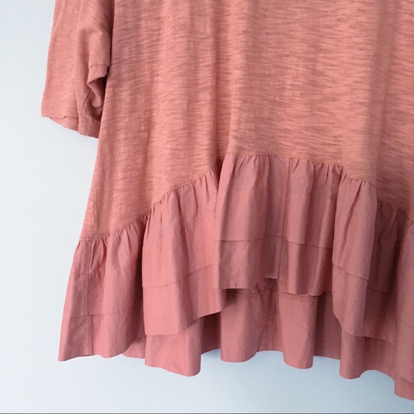 Anthropologie | Tops | Akemi Kin Cascade Peplum Top Ruffled Hem Coral ...